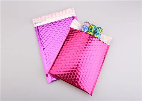 Pink Metallic Bubble Mailers Bubble Wrap Envelopes For Electronic Products