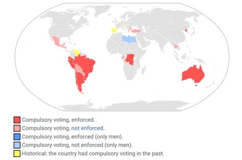 Map Of Countries With Compulsory Voting Laws Brilliant Maps
