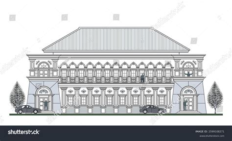 Facade 2 Storey Symmetrical Classical Building Stock Vector Royalty Free 2599108271 Shutterstock