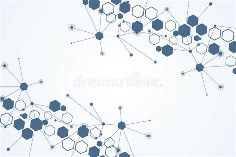 Science Network Pattern Connecting Lines And Dots Technology Hexagons Structure Or Molecular