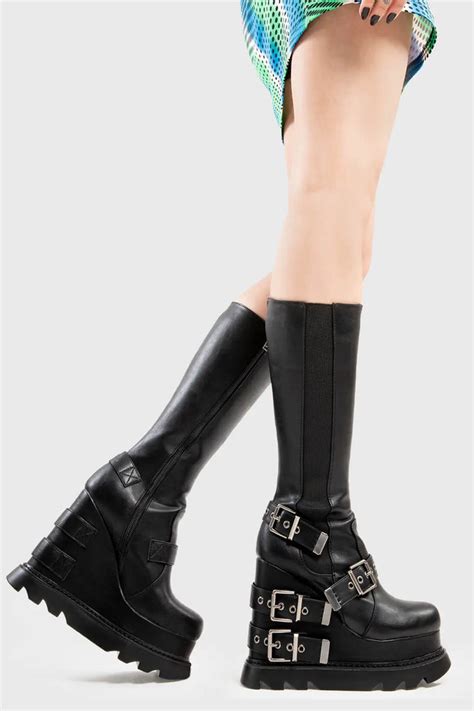 Causing Riots Chunky Platform Calf Boots Lamoda Us