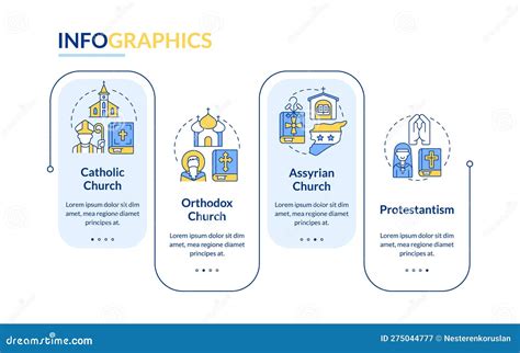christian churches rectangle infographic template stock illustration