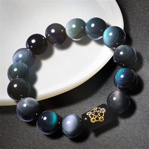 10mm Rainbow Obsidian Bracelet For Positive Transformation Healing Sounds
