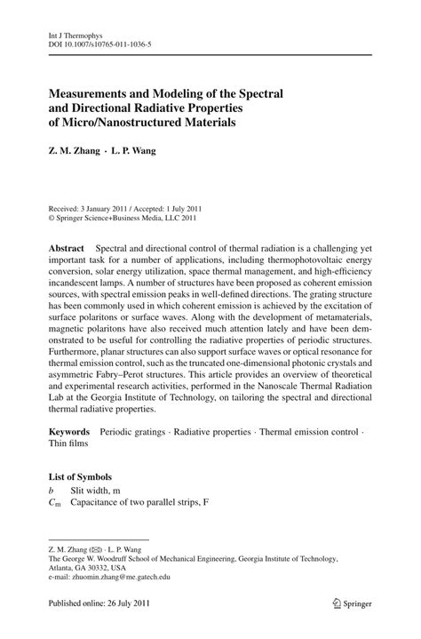 PDF Measurements And Modeling Of The Spectral And Directional