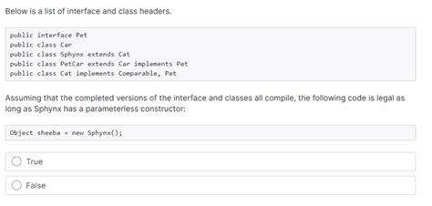 Solved Below Is A List Of Interface And Class Headers