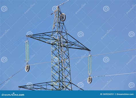 Iron Pylon With Cable Insulators Stock Image Image Of Transmission