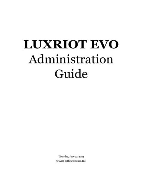 Luxriot Evo S Administration Guide Pdf