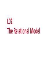 02 The Relational Model Pdf L02 The Relational Model Overview Data Models Relations And