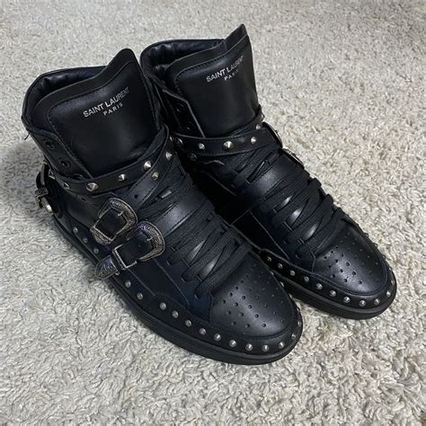 Saint Laurent Paris Saint Laurent Sl08h Studded Buckle Leather Hi Top
