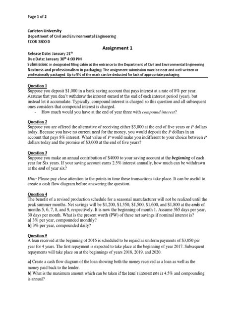 Assignment 1 Pdf Loans Interest