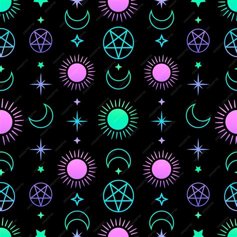 Premium Vector Mystical Esoteric Pattern With Sun Moon And Stars