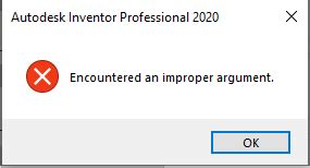 Encountered An Improper Argument When Printing Inventor Drawing