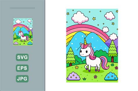 Unicorn Background Vector Landscape Back Graphic By Design Creativega