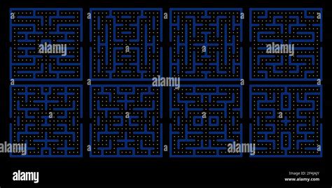 Pac Man Game Maze Set Stock Vector Image And Art Alamy