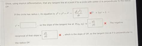 solved show using implicit differentiation that any