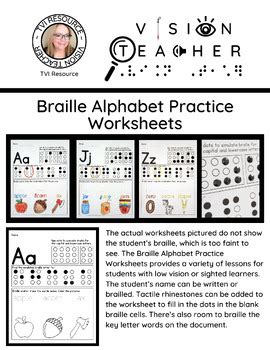 Braille Alphabet Practice Worksheets By Tvi Resources Tpt