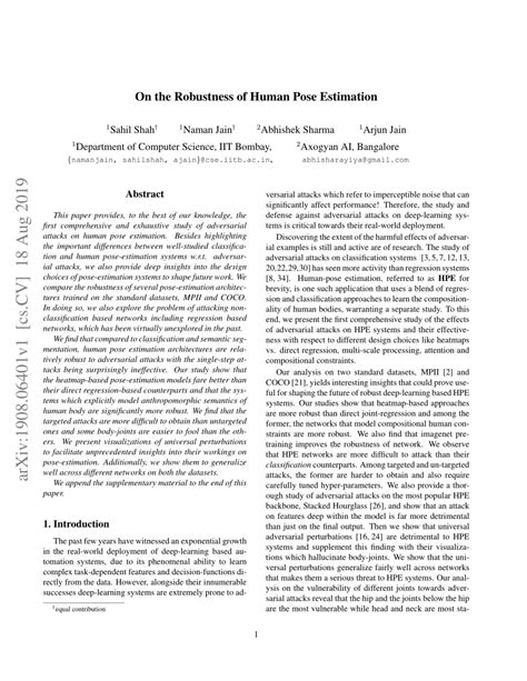 Pdf On The Robustness Of Human Pose Estimation