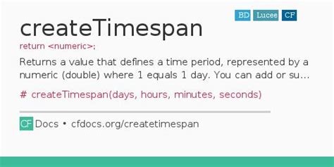 Createtimespan Code Examples And Cfml Documentation