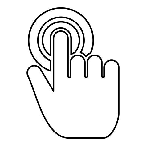 Click On Button Hand Cursor Touch Screen Contour Outline Icon Black Color Vector Illustration