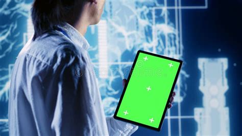 Supervisor Uses Chroma Key Tablet For Ai Stock Image Image Of Network