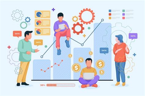 People Analyzing Growth Charts Free Vector