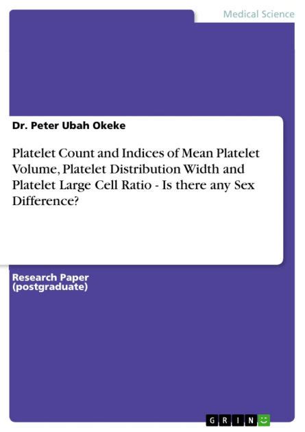 Platelet Count And Indices Of Mean Platelet Volume Platelet Distribution Width And Platelet