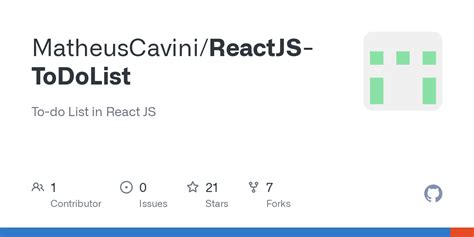 GitHub MatheusCavini ReactJS ToDoList To Do List In React JS