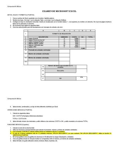 Exam Excel 2l Pdf Microsoft Excel Ciencias De La Computación