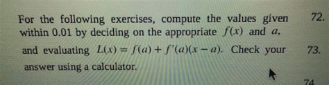 solved for the following exercises compute the values