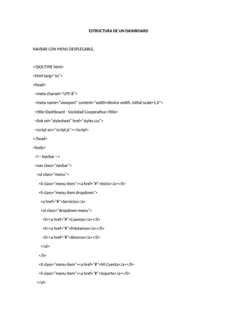 Estructura De Un Dashboard Parte 1 Pdf