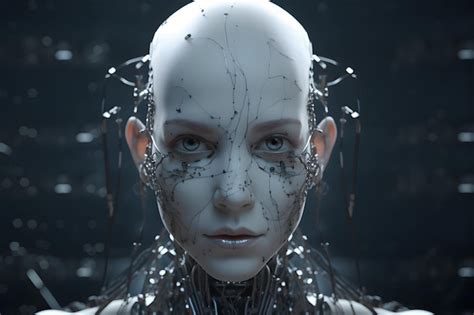Premium Ai Image Artificial Intelligence Humanoid Woman With Wired Head