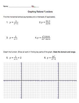 Graphing Rational Functions Worksheet Handout By WrightStuff TpT