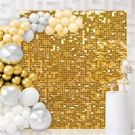 Shimmer Wall Backdrop 30 Packs Gold Sequin Backdrop Panels Photo