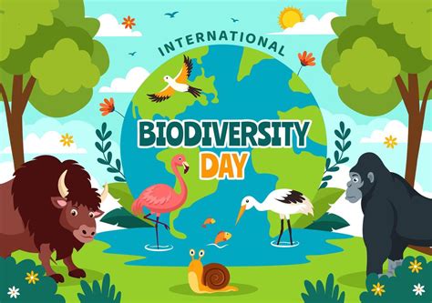 World Biodiversity Day Vector Illustration With Biological Diversity