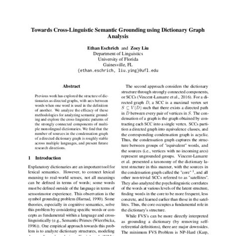 Towards Cross Linguistic Semantic Grounding Using Dictionary Graph