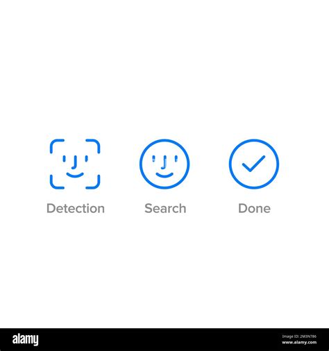 Face Id Scanning Process Icons Facial Detection Symbols Facial Recognition System Icons