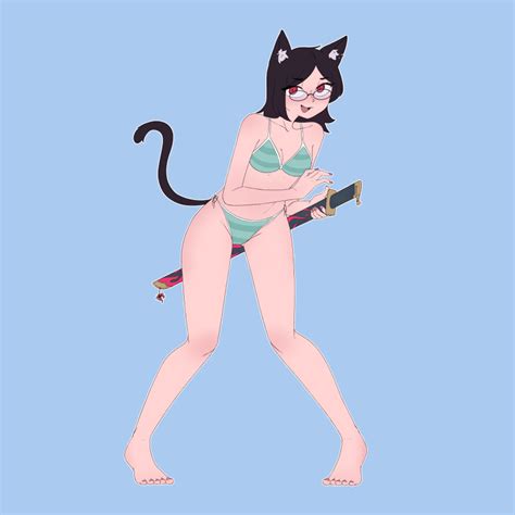 Rule 34 Black Hair Bra Cat Ears Cat Tail Catgirl Clothed Female Final