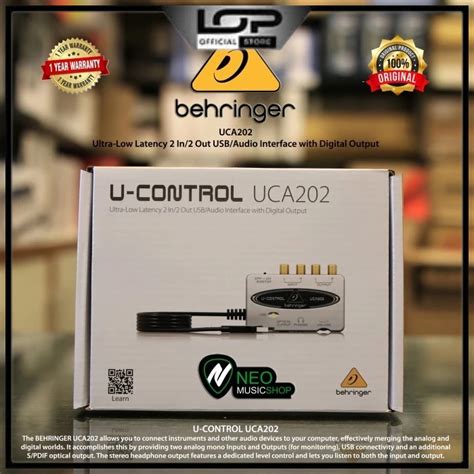 jual behringer uca202 ultra low latency 2 in 2 out usb audio interface