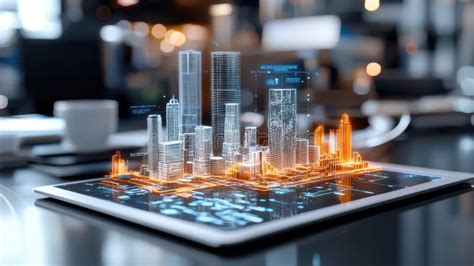 Smart City Digital Twin On Tablet Stock Illustration Illustration Of Sustainable Touchscreen