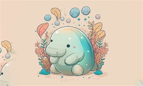 Cute Manatee Kawaii Clipart Graphic By Poster Boutique · Creative Fabrica