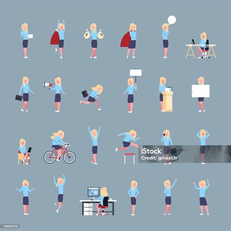 비즈니스 여자 아이콘 여성 회사원 포즈 사업 기업 다른 상황 컬렉션 집합 가득 찬에 대한 스톡 벡터 아트 및 기타 이미지 가득 찬 개념 개념과 주제 Istock