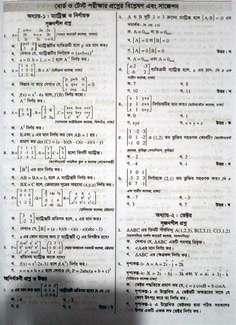 Hsc Higher Math 1st Paper Suggestion And Question 2024 100 Common