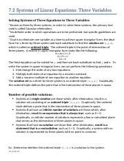Solving Systems Of Linear Equations With Three Variables Course Hero