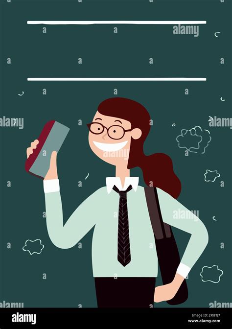 Teachers Day Adult Teacher With Blackboard In Background Minimalist