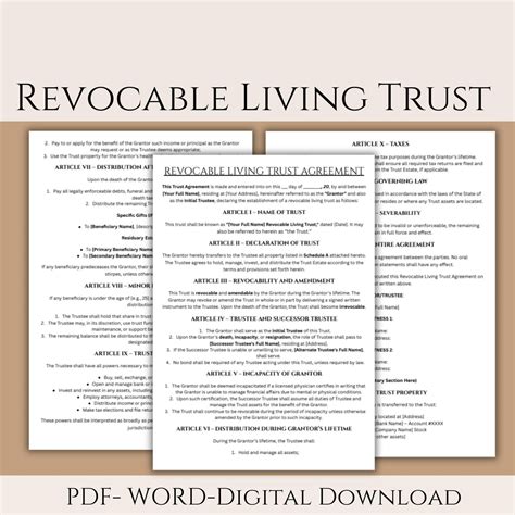 Revocable Living Trust Agreement Living Trust Form Inter Vivos Trust