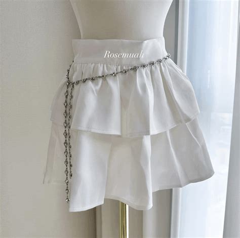 수입 큐빅 체인벨트 실크 새틴 캉캉 미니스커트 4color 에이블리