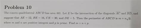 Solved Problem 10the Convex Quadrilateral Abcd Has Area 441