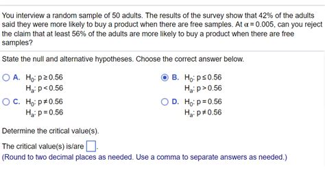 Solved You Interview A Random Sample Of 50 Adults The