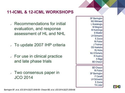Esmo E Learning The Lugano Classification Recommendations For Hodgkins And Non Hodginks Lymphoma