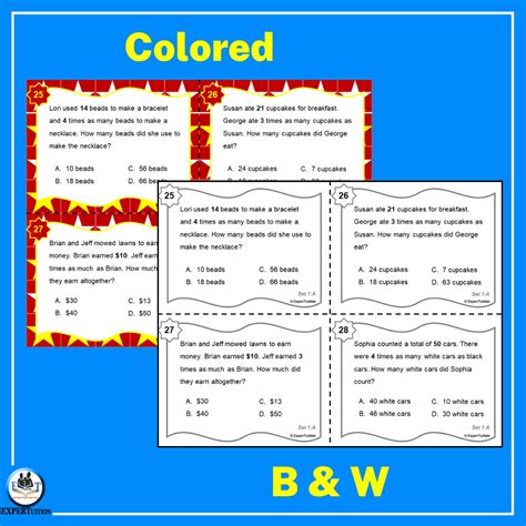 Multiplicative Comparison Word Problems Task Cards Set 1 Expertuition